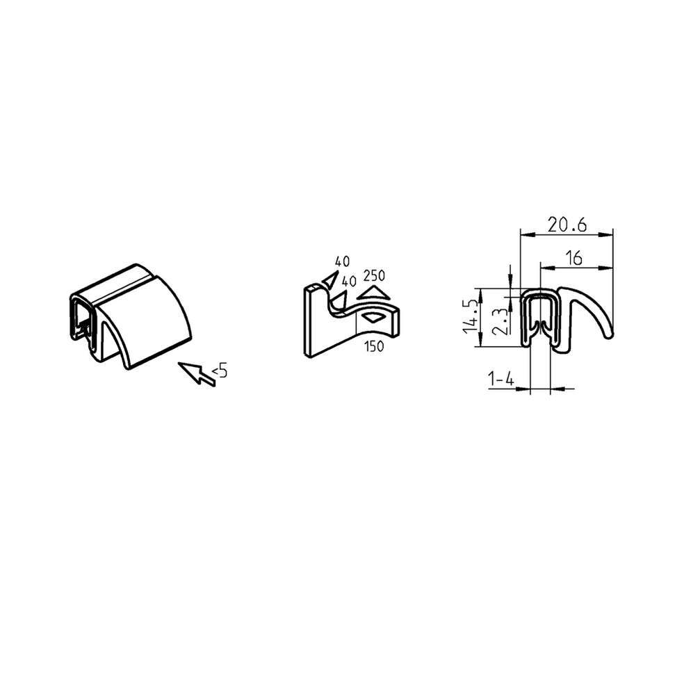 EMKA 1011-17 - Sealing profile, self-clamping, Foam rubber EPDM Gasket ...