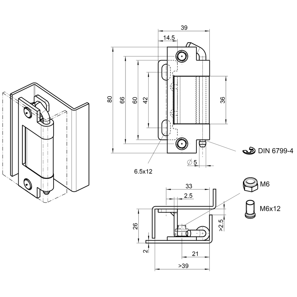1031-U10 EMKA Weld-On Concealed Hinge — Steel City Supply