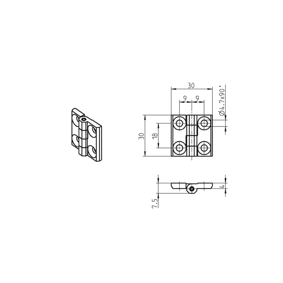 1056-U60 EMKA Screw-On Prominent Hinge — Steel City Supply